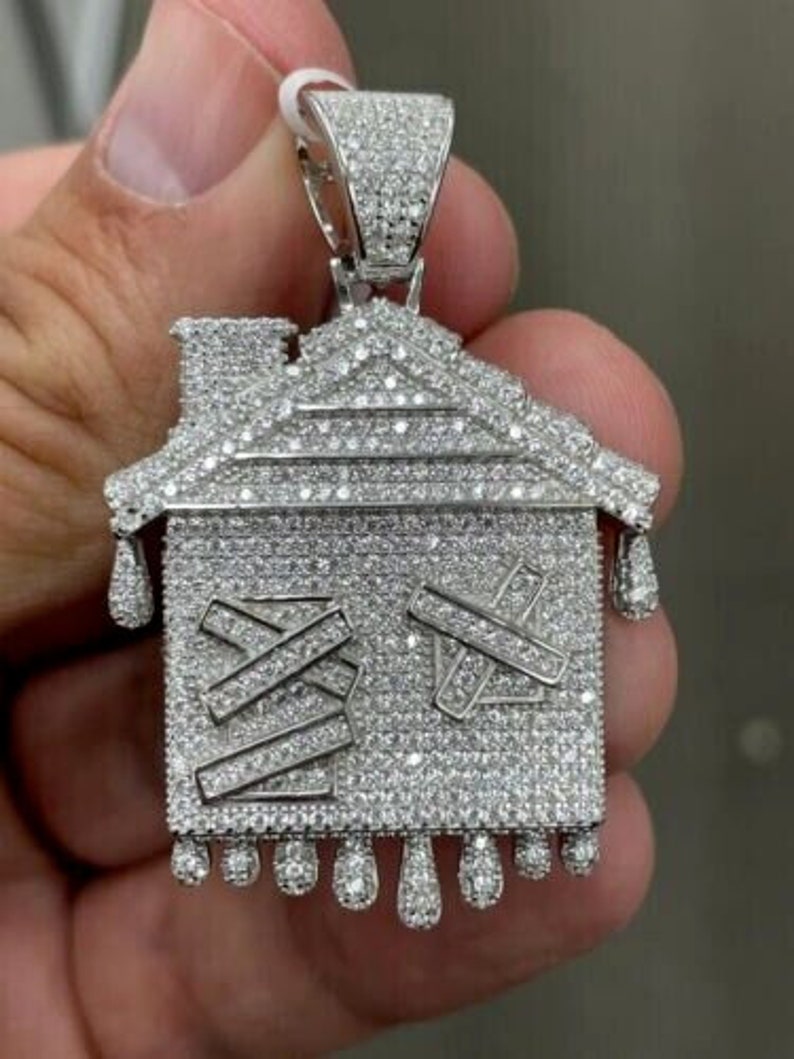Iced Out Diamond House Pendant, Men's Pendant, House Trap Pendant ...