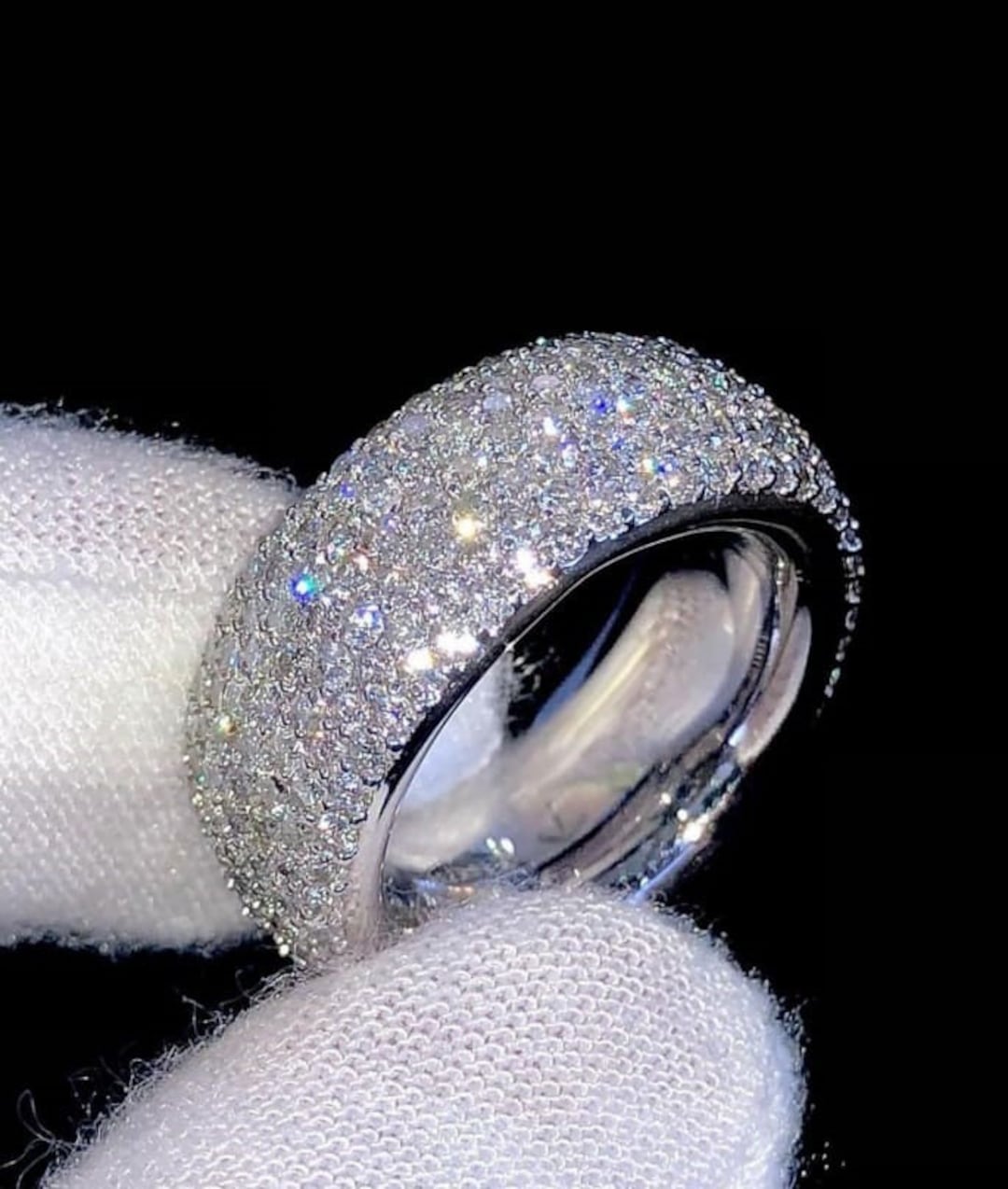 Iced Out Mens Band Ring Diamond Ring for Men 925 Sterling Silver Band ...