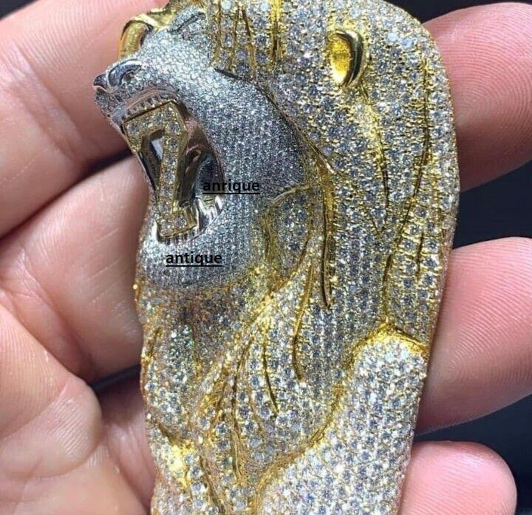 Iced Out Lion Pendant: Sterling Silver, Cubic Zirconia Hip Hop Jewelry ...