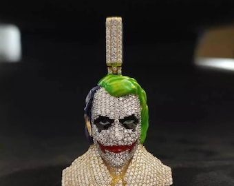 4.50 Ct Diamond Man Faced Pendant Iced Out Man Faced Pendant Hip Hop ...