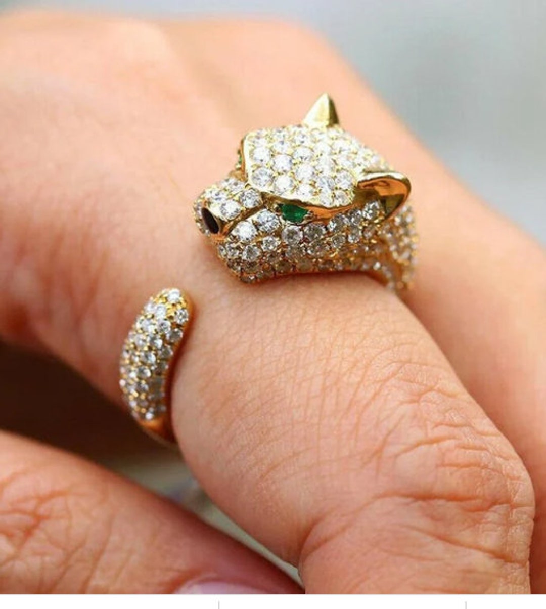 3.20ct Panther Ring Panther Diamond Ring Tiger Panther Ring Diamond ...