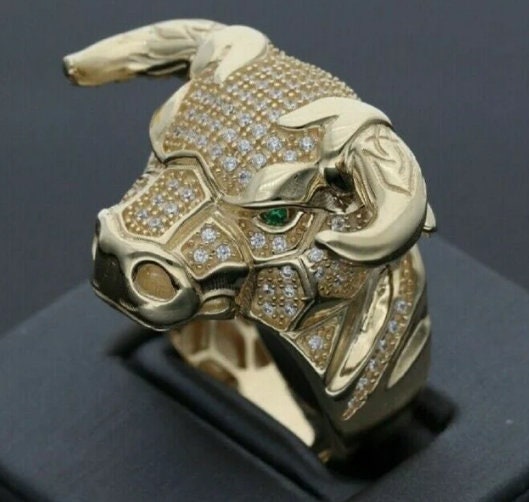 2.55 Ct Diamond Bull Ring Angry Bull Diamond Ring Animal Diamond Ring ...