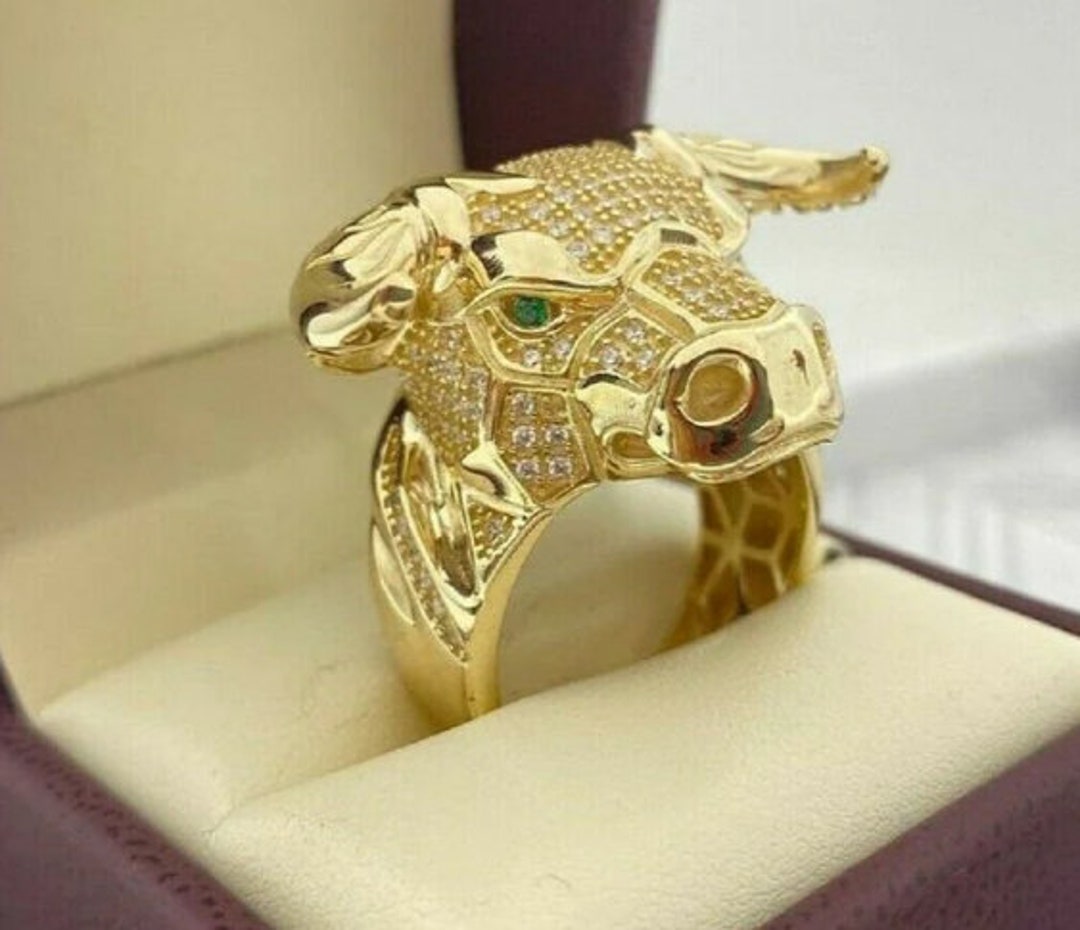 2.55 Ct Diamond Bull Ring Angry Bull Diamond Ring Animal Diamond Ring ...