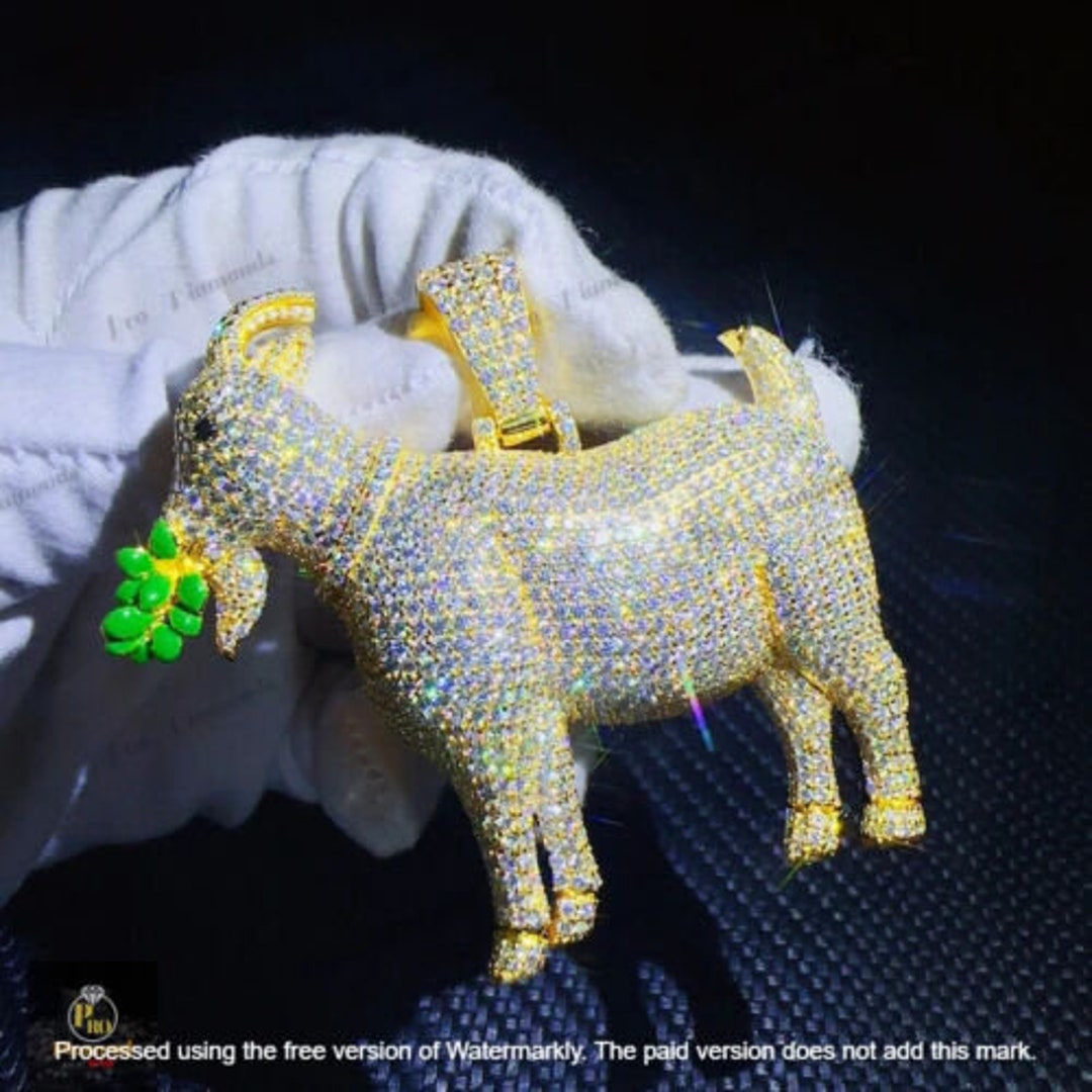 925 Silver Animal Goat Diamond Pendant Goat Head Pendant Goat Faced ...