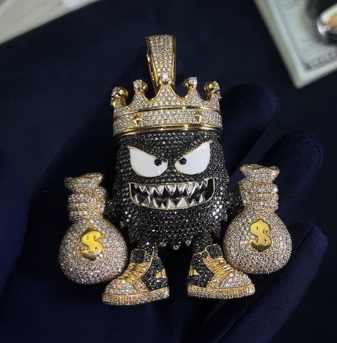 Handmade Sterling Silver Hiphop Cartoon Pendant, CZ Diamond Iced Out - Etsy