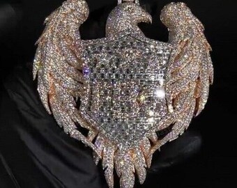 3.65 CT Diamond Eagle Pendant Eagle Bird Pendant Diamond Flying Pendant ...