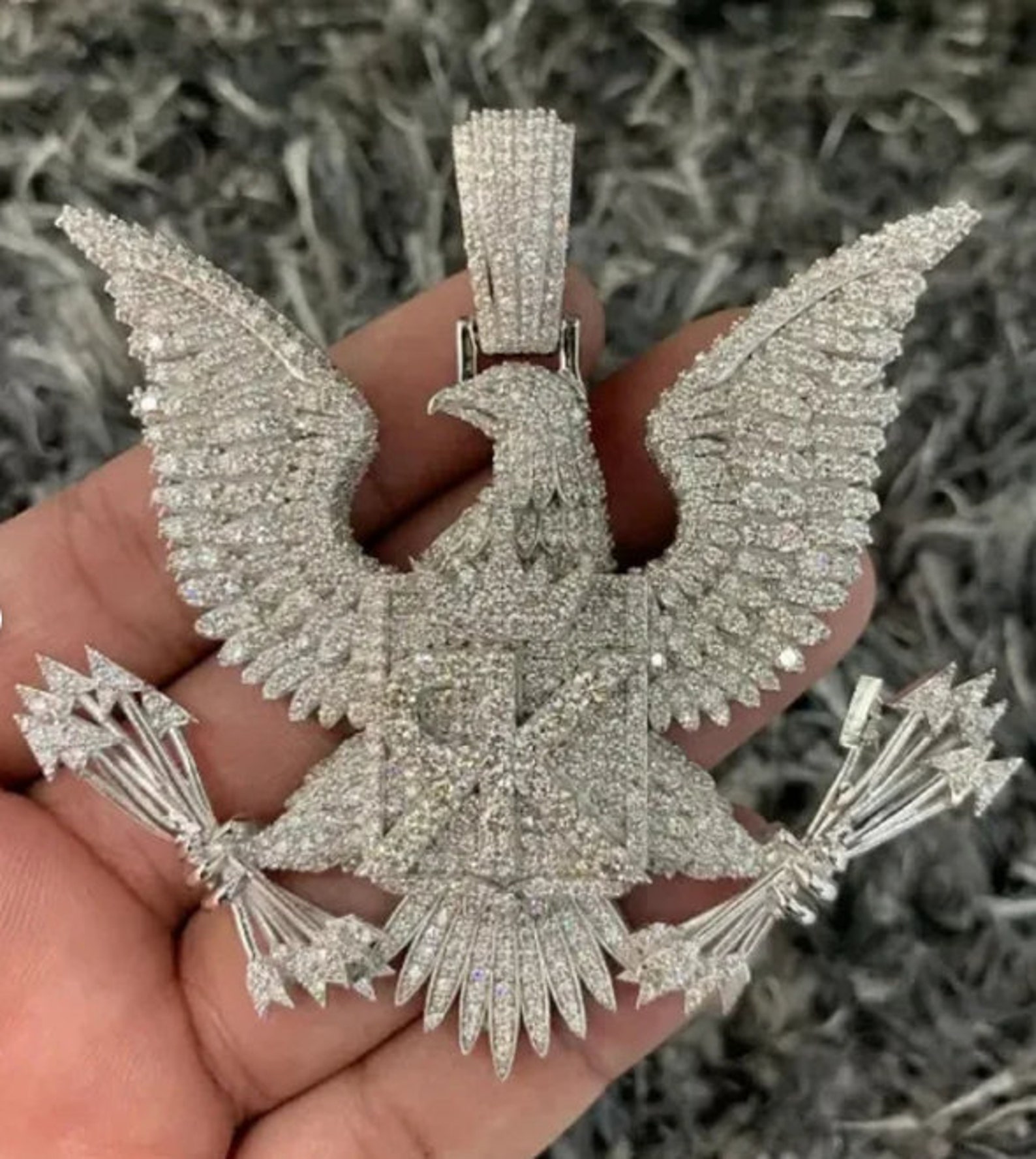 925 Silver Diamond Eagle Pendant Eagle Bird Pendant Diamond Flying ...