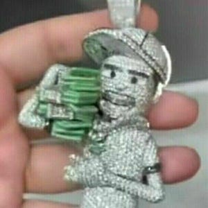 Fully Iced Out Rapper Jewelry Hand Made Hiphop Cartoon Pendant CZ Round ...