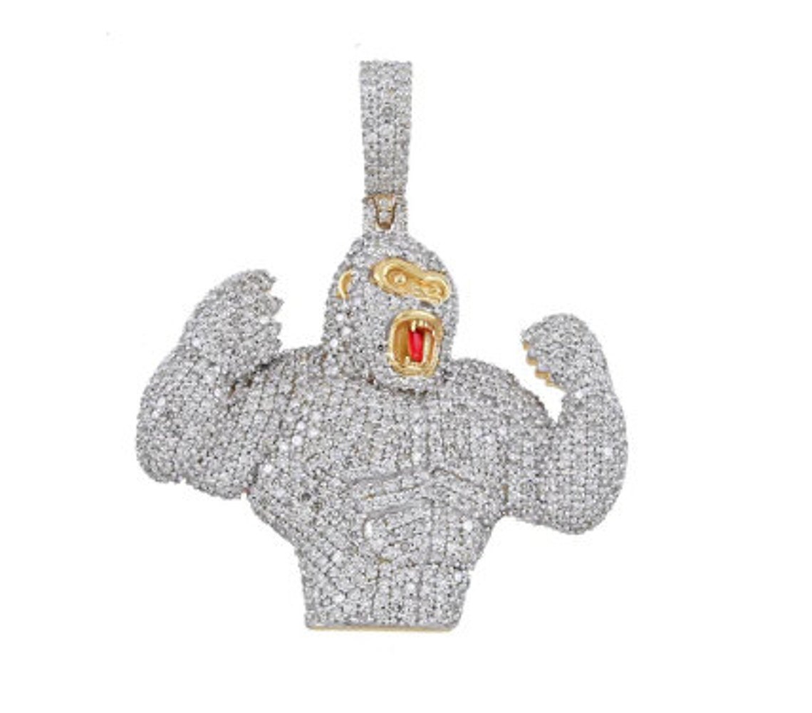 3.52ct Diamond Gorilla Pendant Iced Out Gorilla Pendant Godzilla ...