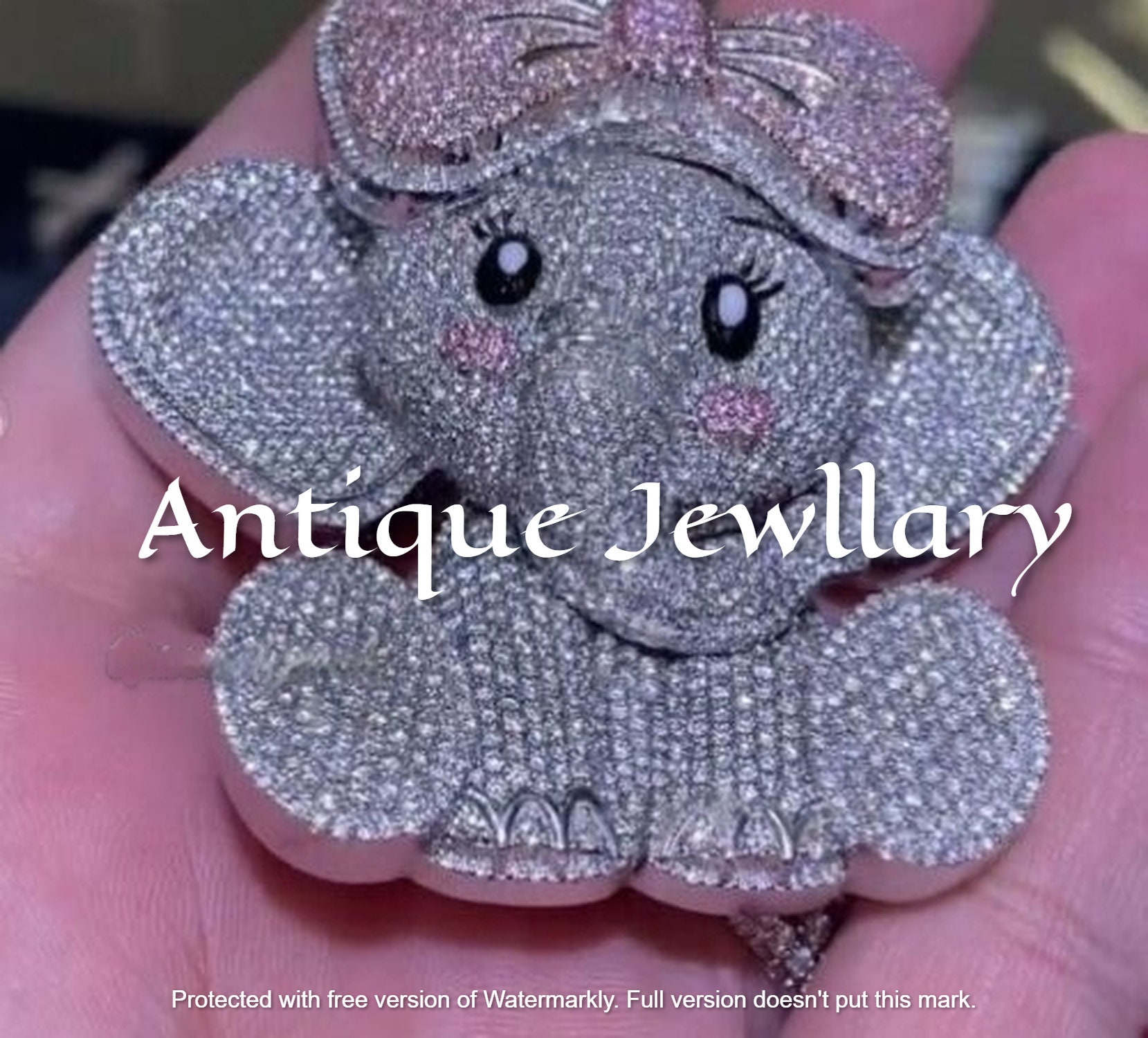 3D Baby Elephant Custom Iced Flooded Diamond Hip Hop Enamel Pendant ...