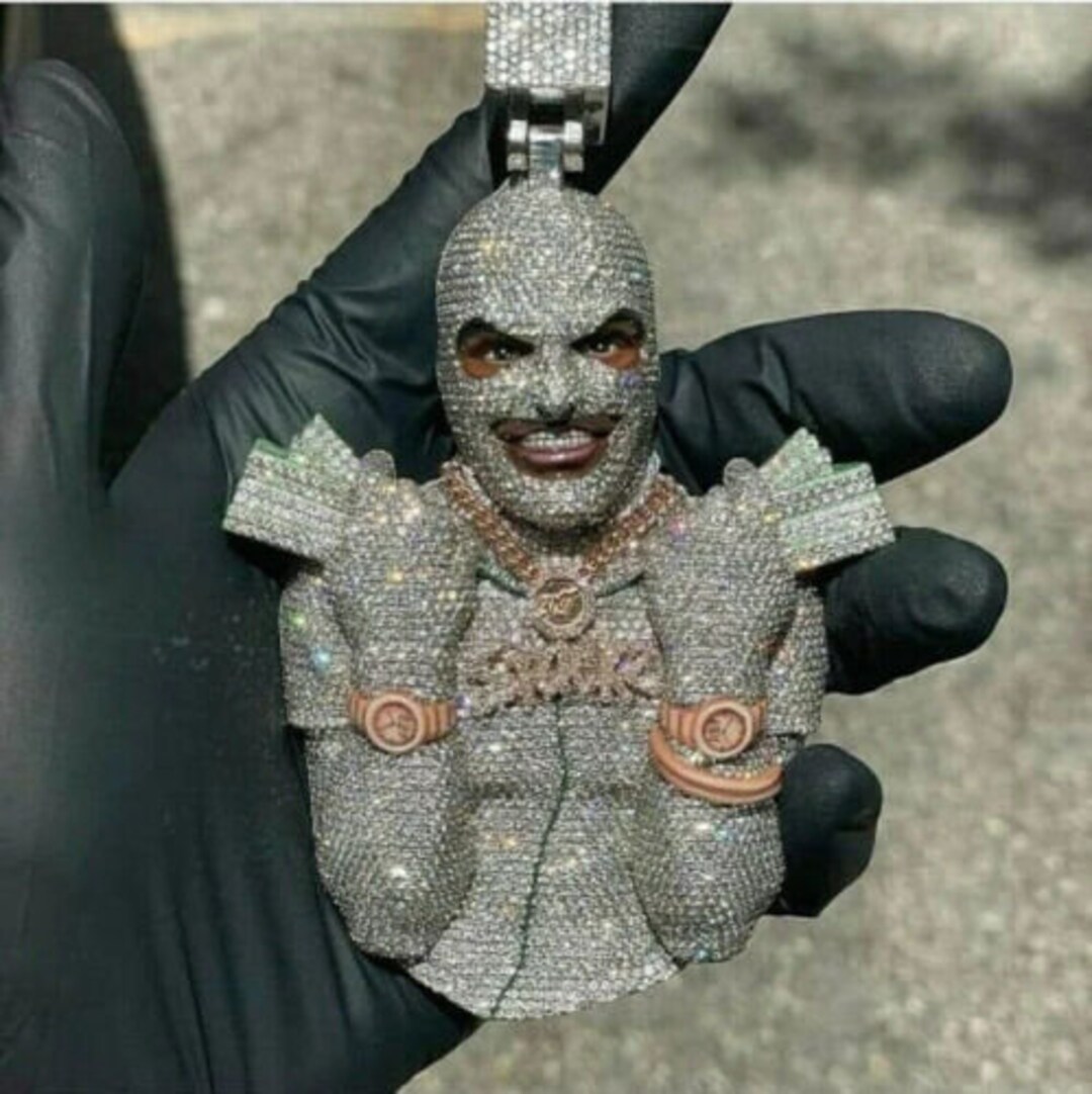 5.10 Ct Custom Hand Made Hiphop Cartoon Pendant / CZ/ Round Diamond ...