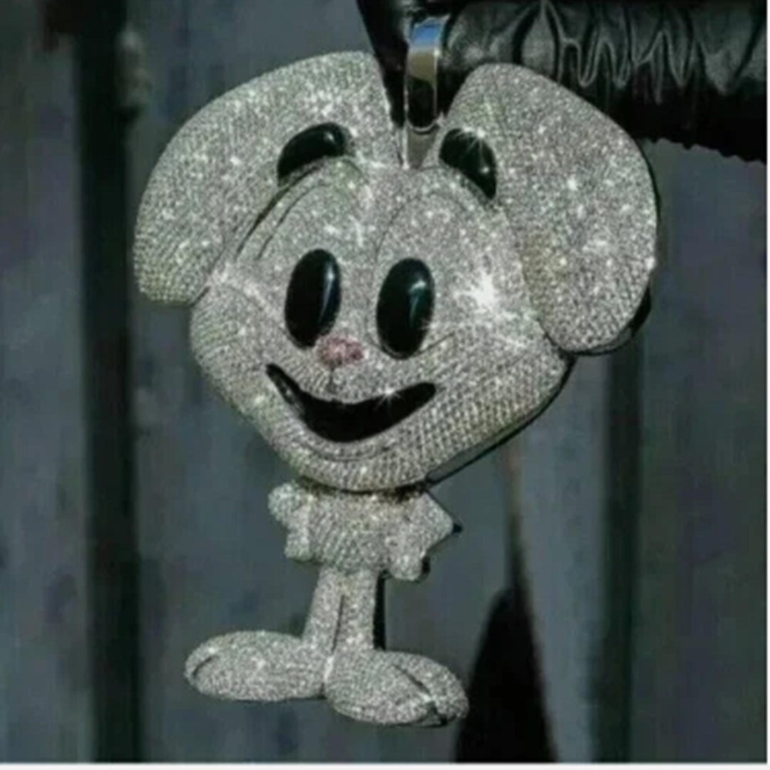 Iced Out Cartoon Pendant, 925 Sterling Silver, Hip Hop Charm - Etsy