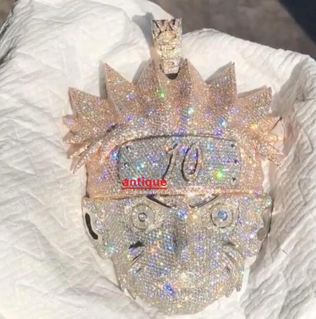 Iced Out Cartoon Face Pendant, Hip Hop Cubic Zirconia, 925 Sterling ...