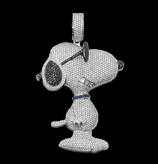 2.50 CT Diamond Snoopy Pendant Cartoon Snoopy Diamond Pendant Iced Out ...