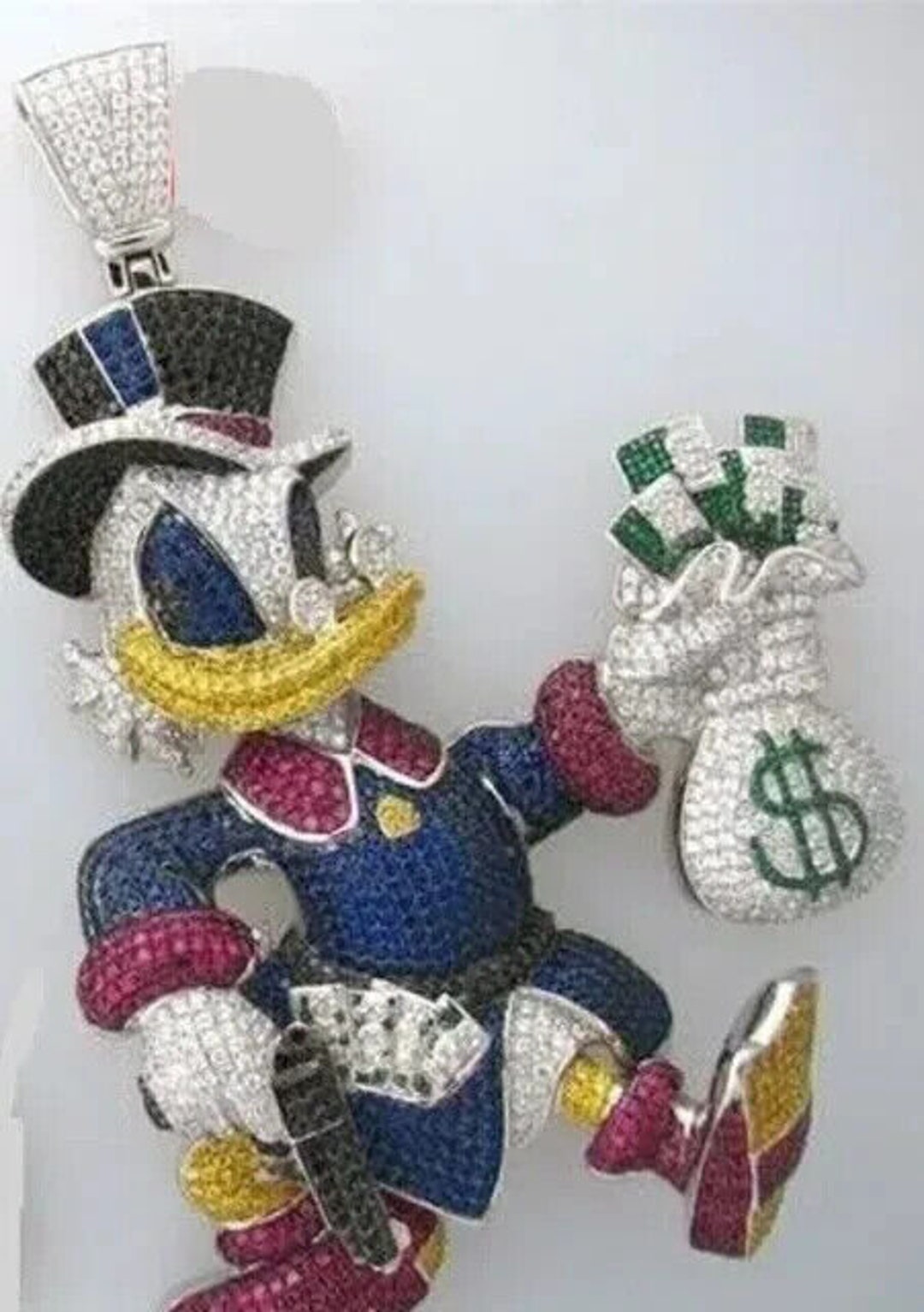 8.75 Ct Duck Cartoon Pendant, Animal Duck Pendant Iced Out Duck Pendant ...