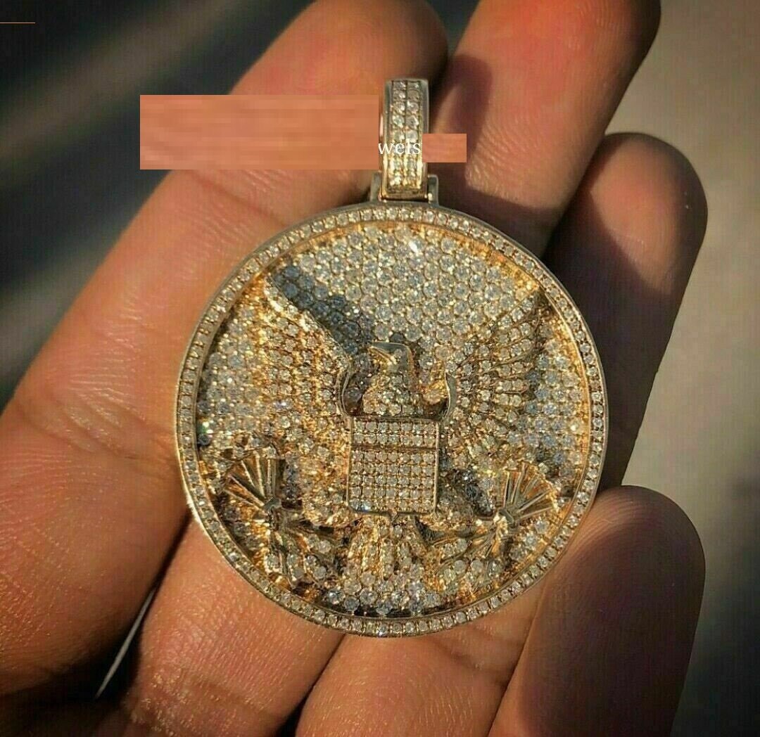 Iced Out Hip Hop Pendant, 925 Sterling Silver, Cubic Zirconia Eagle - Etsy