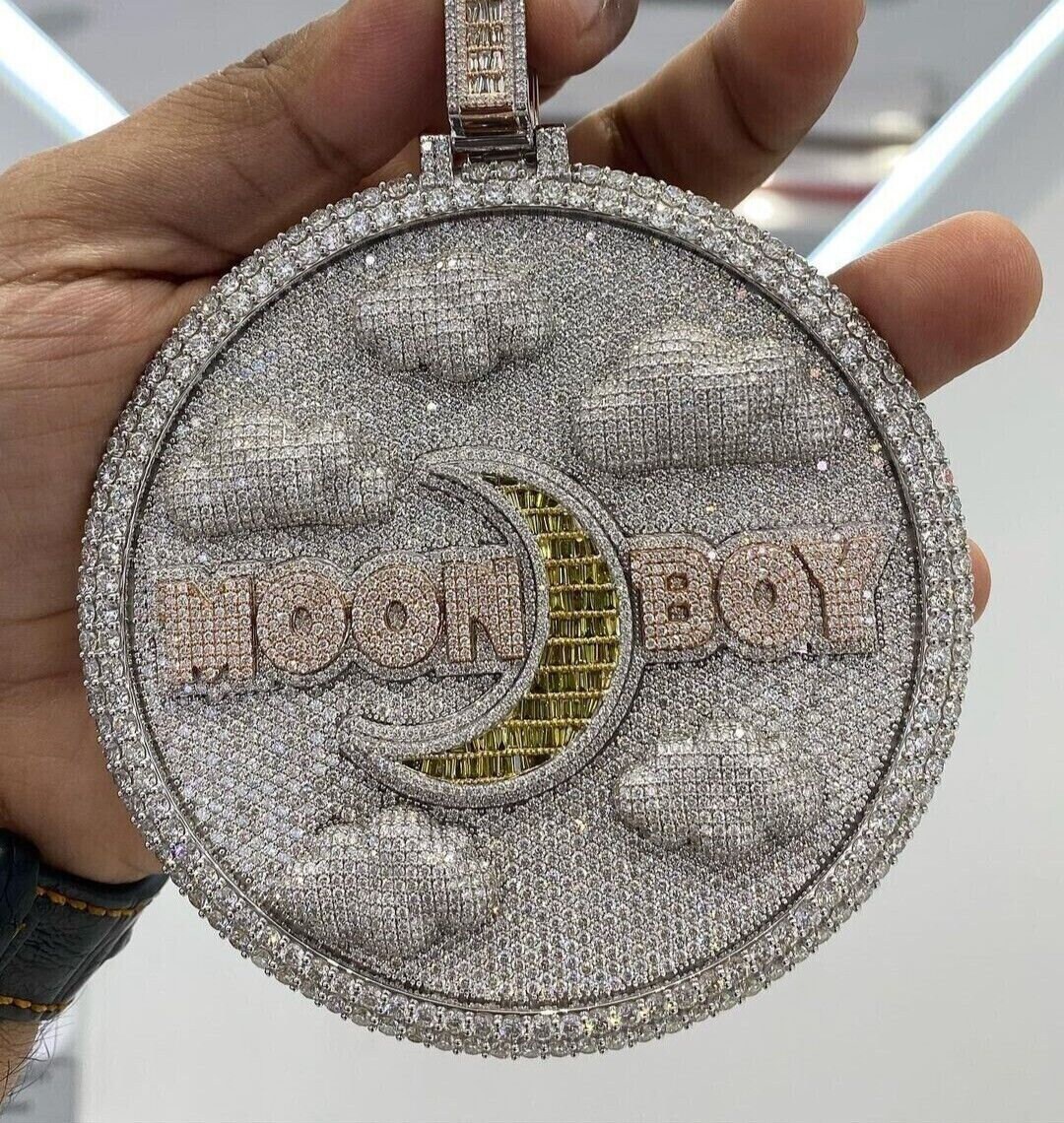 Iced Out Hip Hop Pendant Custom Letter Logo Name Mens Silver Baguette ...