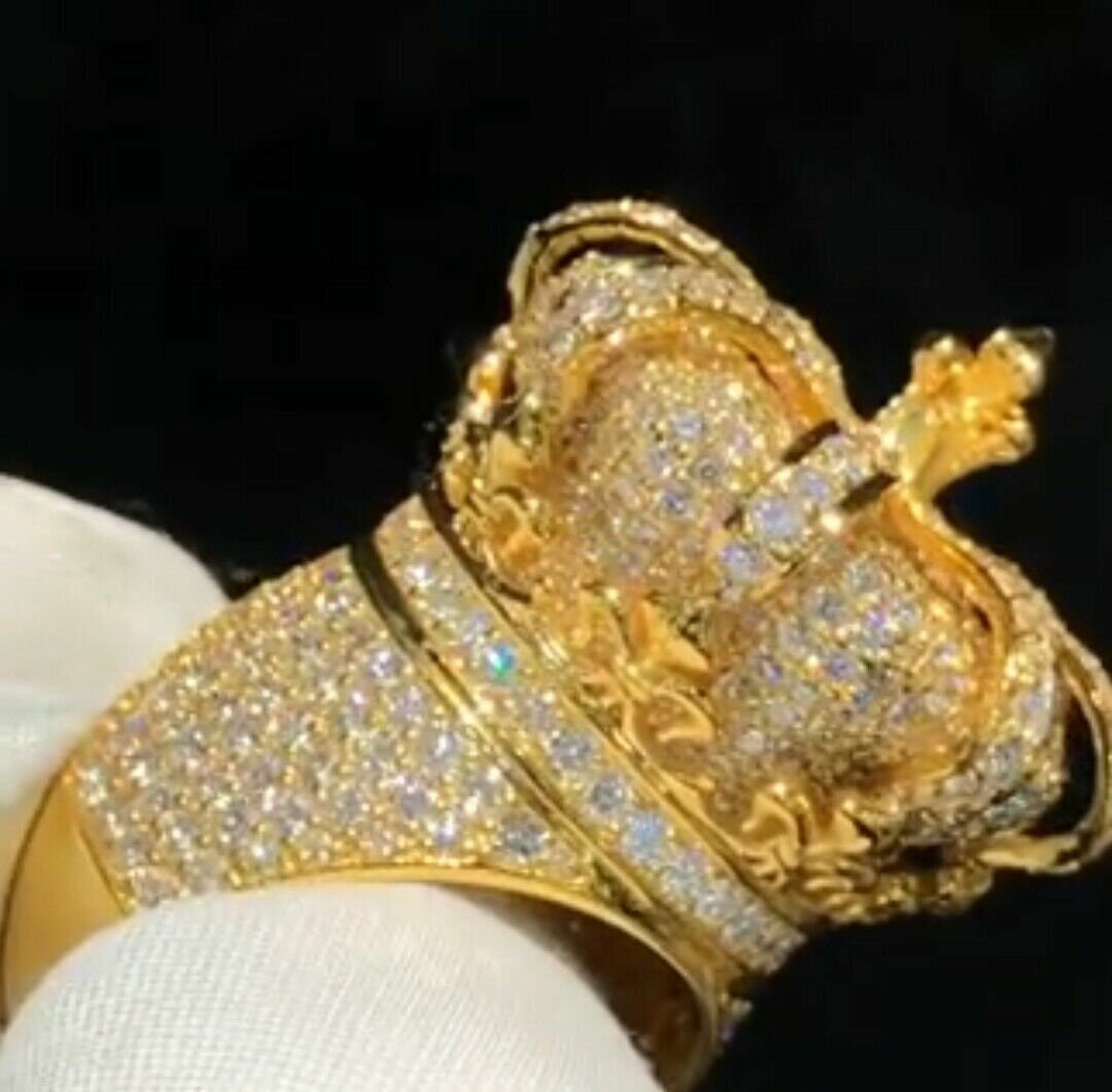King Crown Shaped Diamond Ring 14k Gold Finish King Crown Royal Ring ...