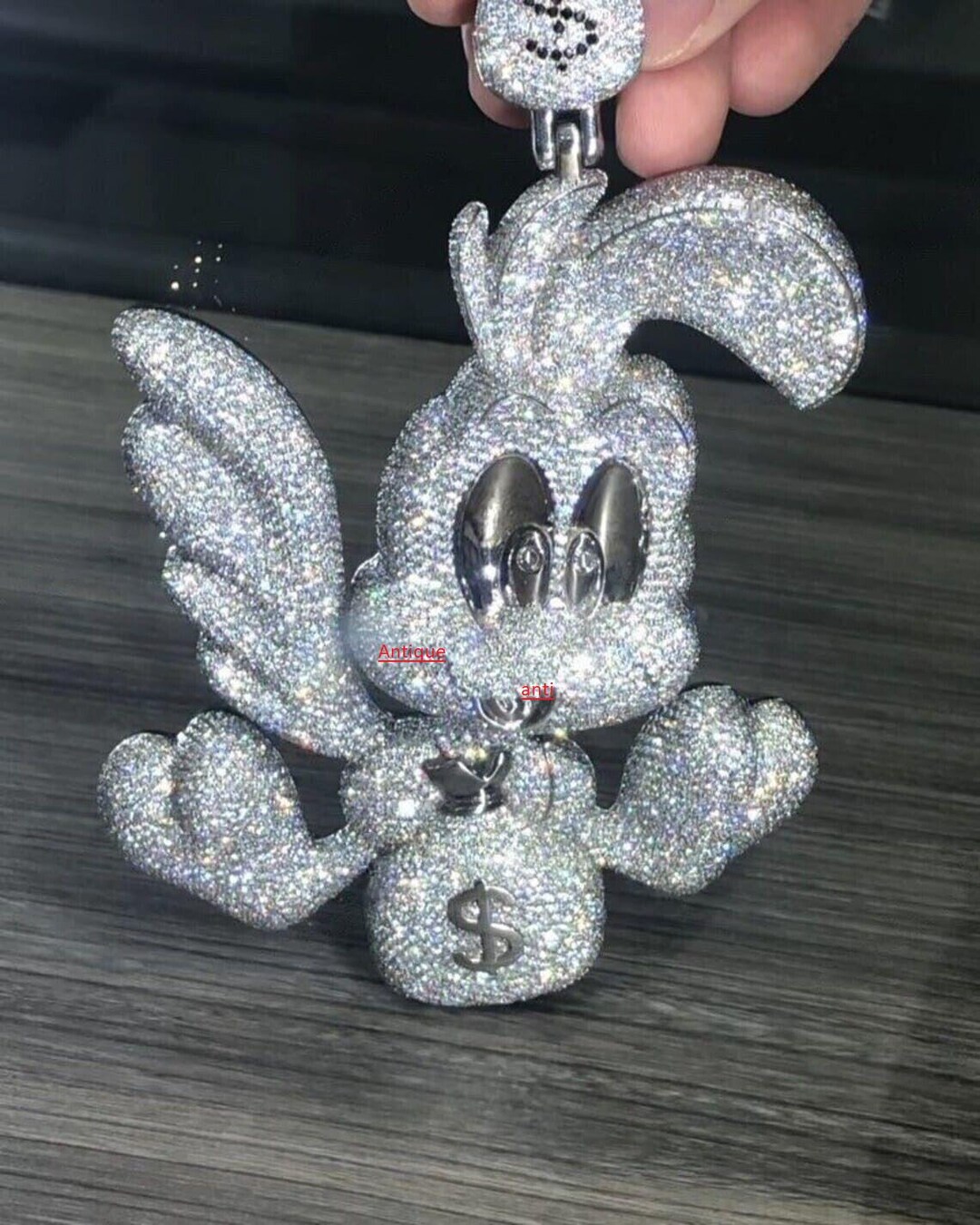 Fully Iced Out Diamond Cartoon Pendant Iced Out Cartoon Diamond Pendant ...