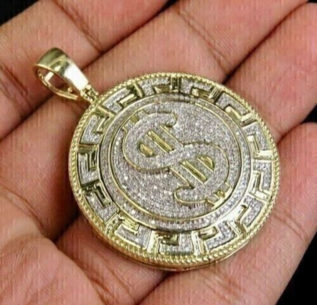 2.10 Ct Custom Hand Made Hiphop Doller Logo Pendant Round Diamond ...