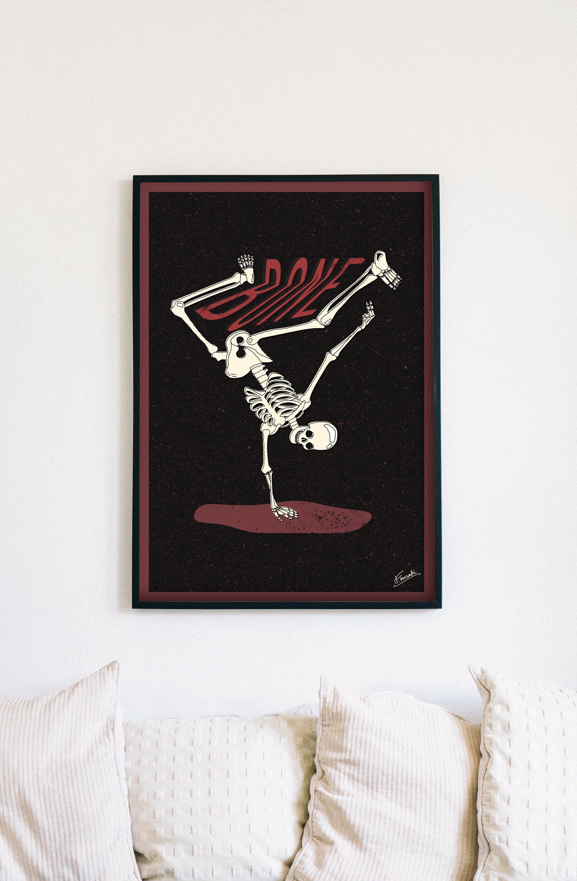 Breakdancing Skeleton Digital Print, Halloween Themed Skeleton Décor ...