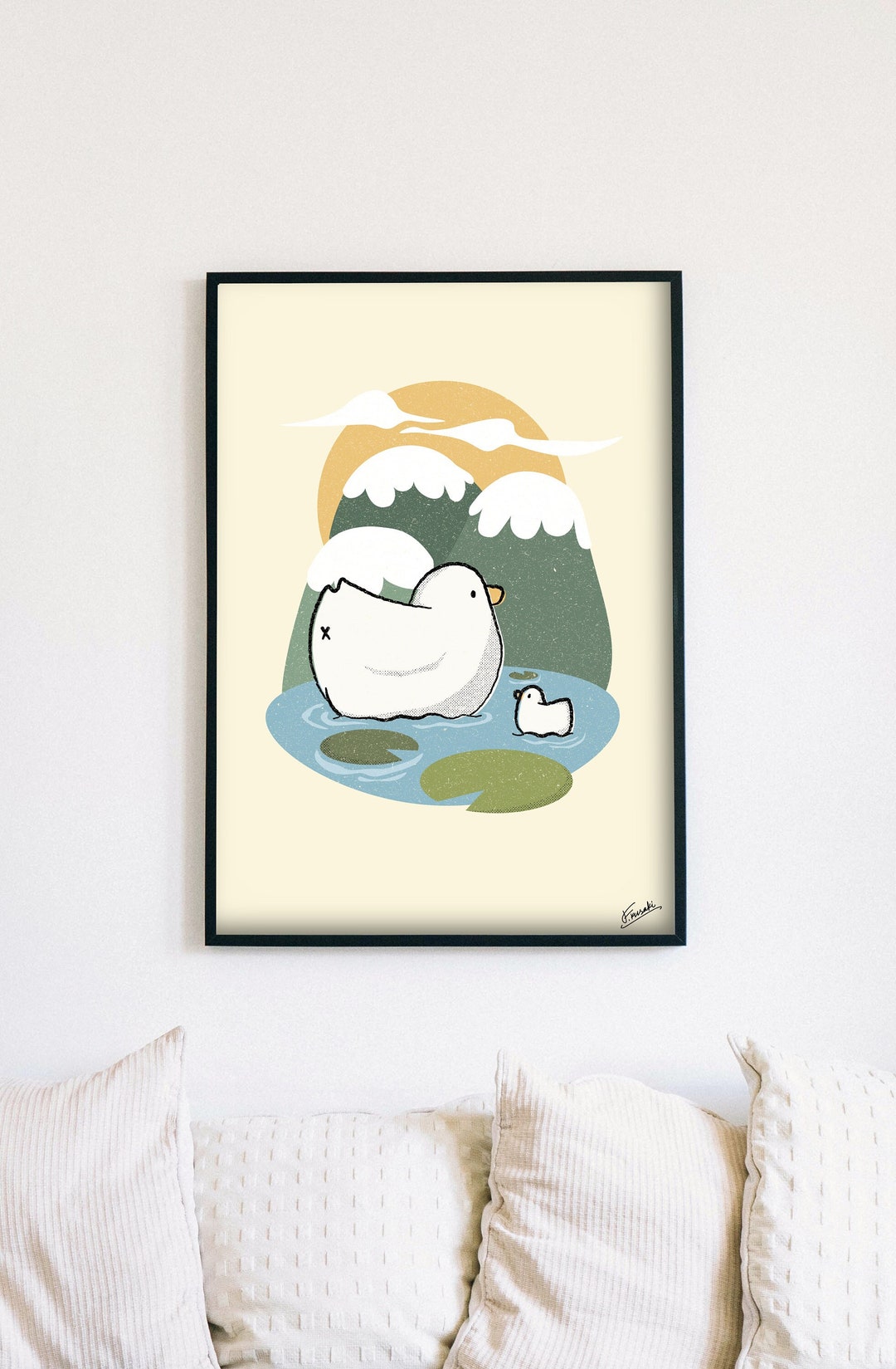 Ducks in a Pond, Vintage Effect Duck Print, Digital Download, Cute Home ...