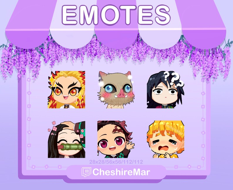 Demon Anime Characters Twitch Discord Emote 6x Bundle | Kawaii Chibi ...