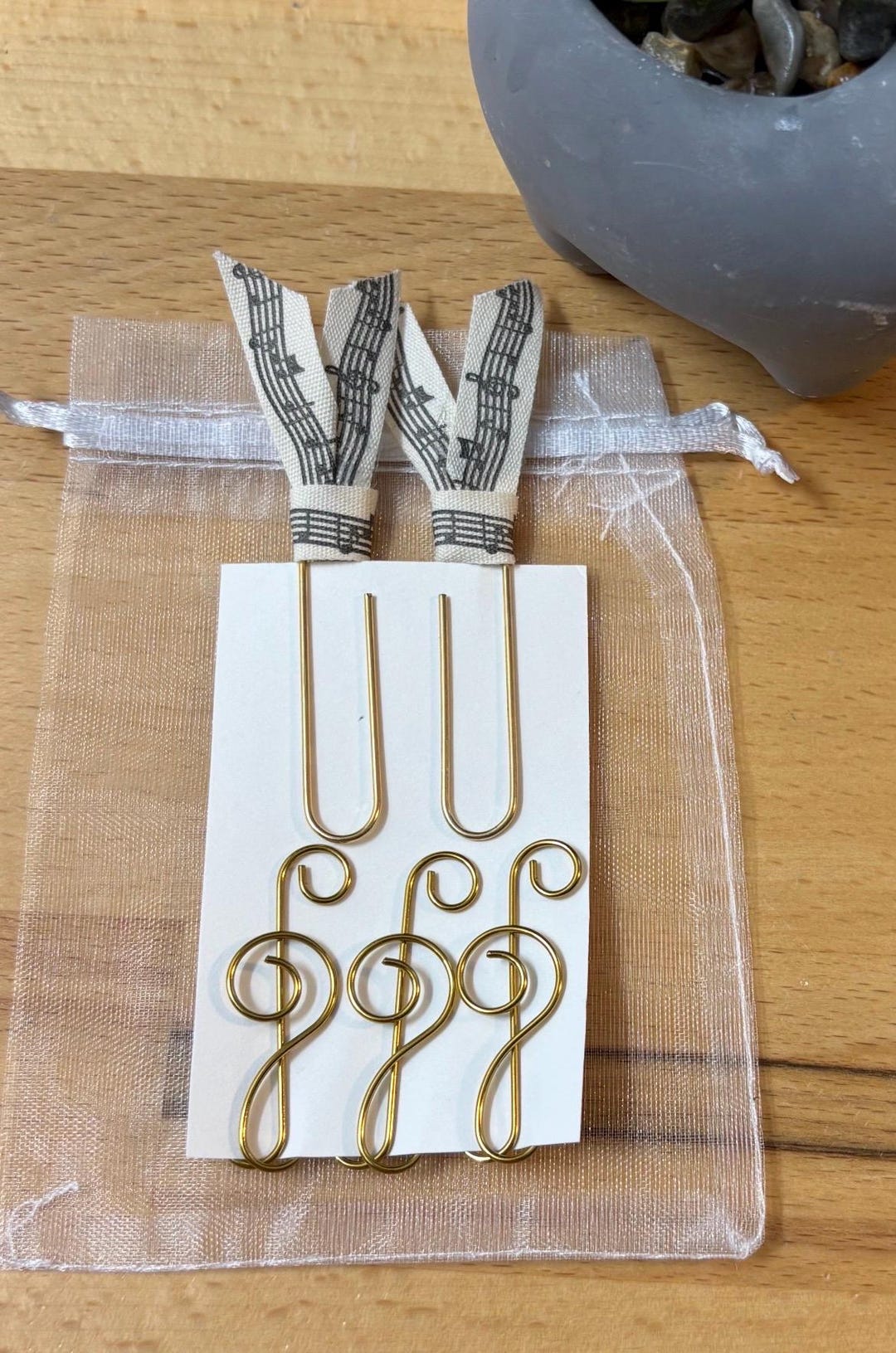 Gold Music Note Paper Clips (3) + 2 Gold Bookmarks Clip With Pentagram ...