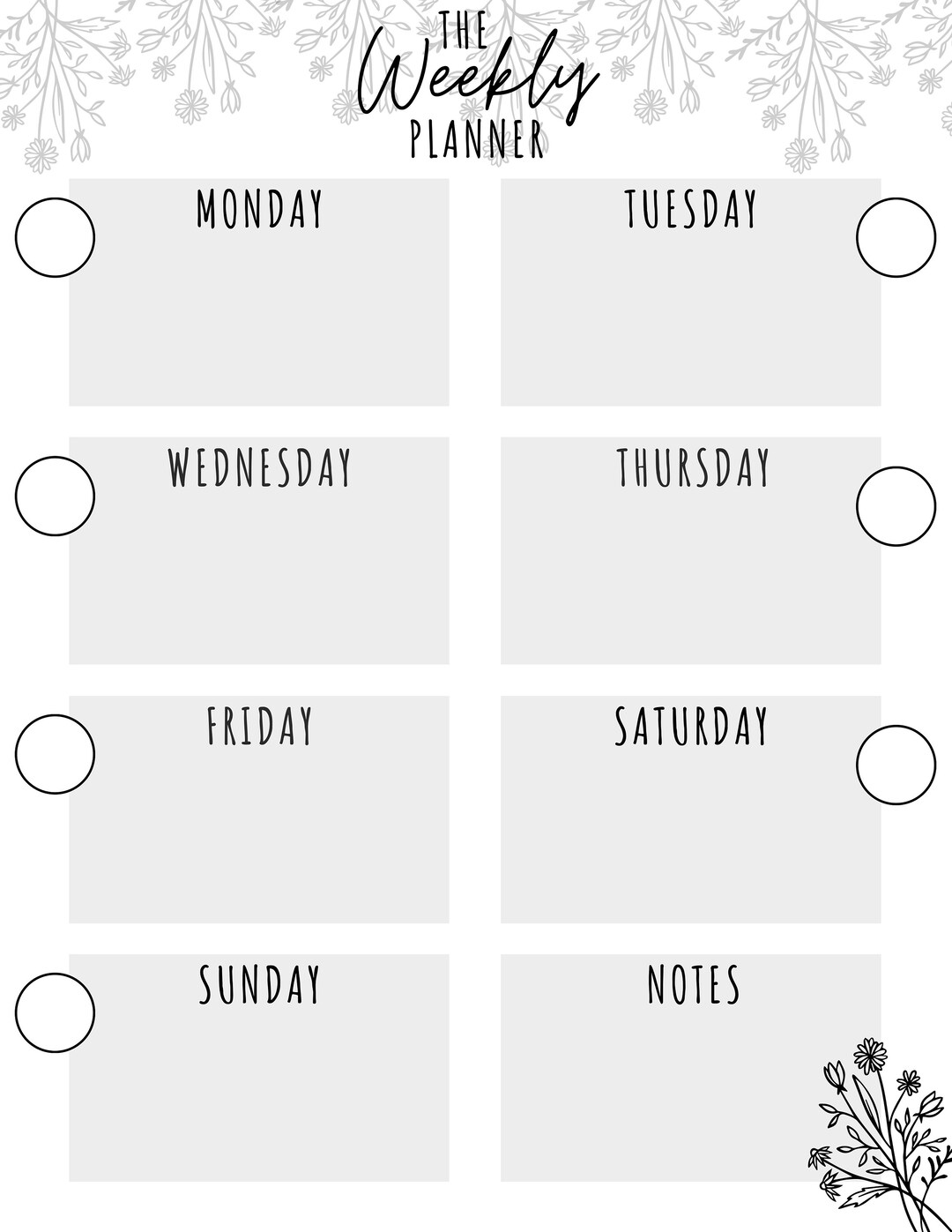 Simple Weekly Planner Print - Etsy