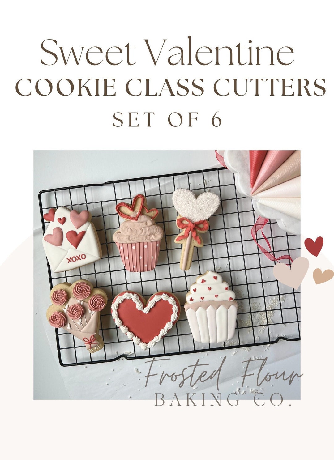 Sweet Valentine Online Cookie Class - Cookie Cutters Set of 6 - Etsy