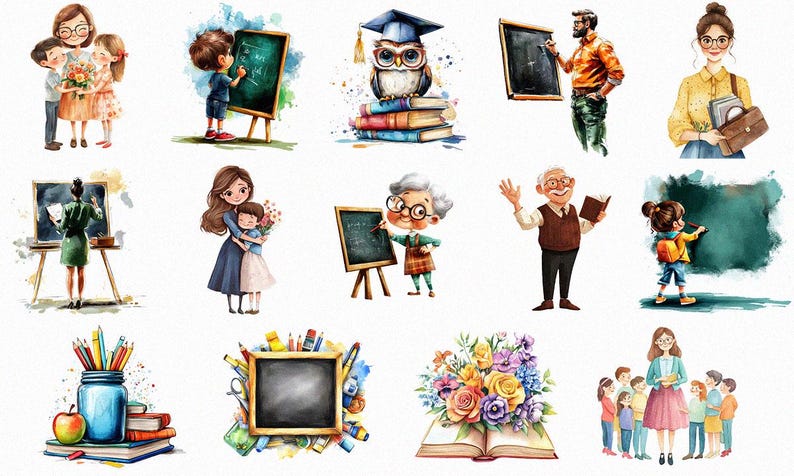 Happy Teacher Day Clipart, Back to School PNG, Teacher's Day ...