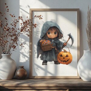 Cute Halloween Girl Clipart Watercolor Halloween Little Girl Clipart ...