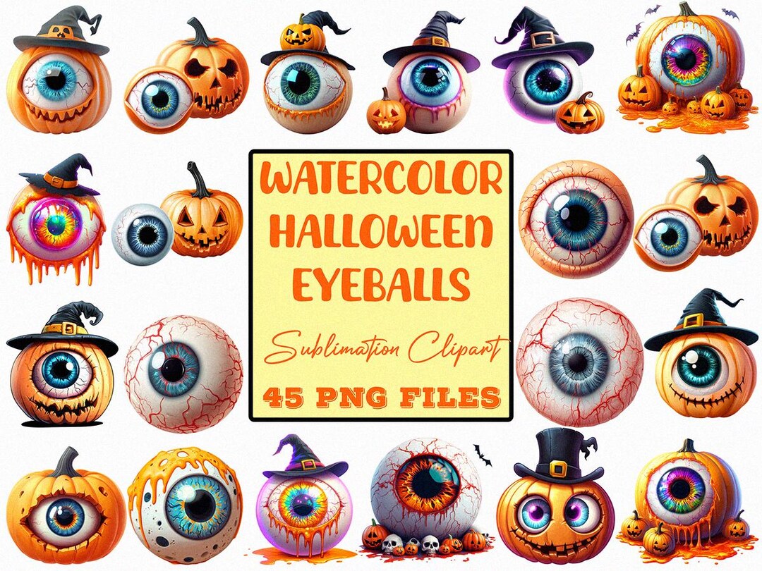 Halloween Eyeballs Clipart, Eye PNG, Spooky Decor, Eyeball Stickers ...