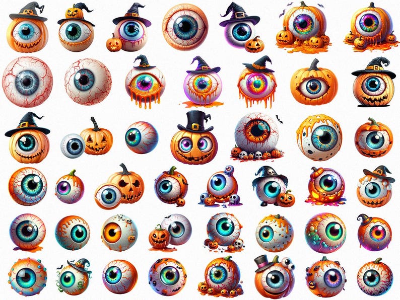 Halloween Eyeballs Clipart, Eye PNG, Spooky Decor, Eyeball Stickers ...