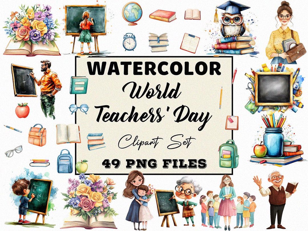 Happy Teacher Day Clipart, Back to School PNG, Teacher's Day ...