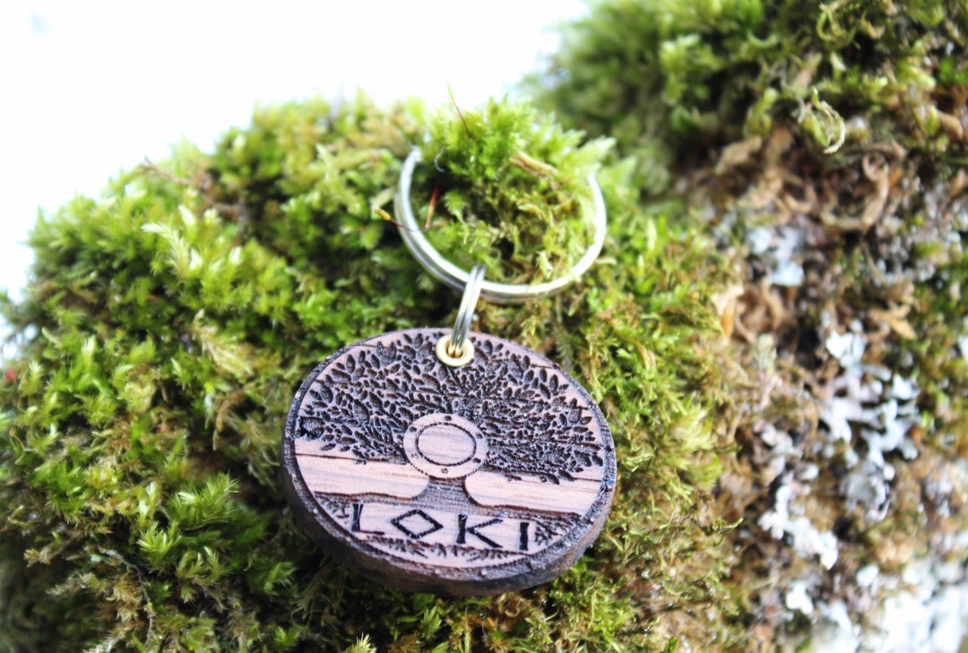 Personalized Viking Shield Pet ID Tag, Rustic Pet Tag, Handmade, Wooden ...