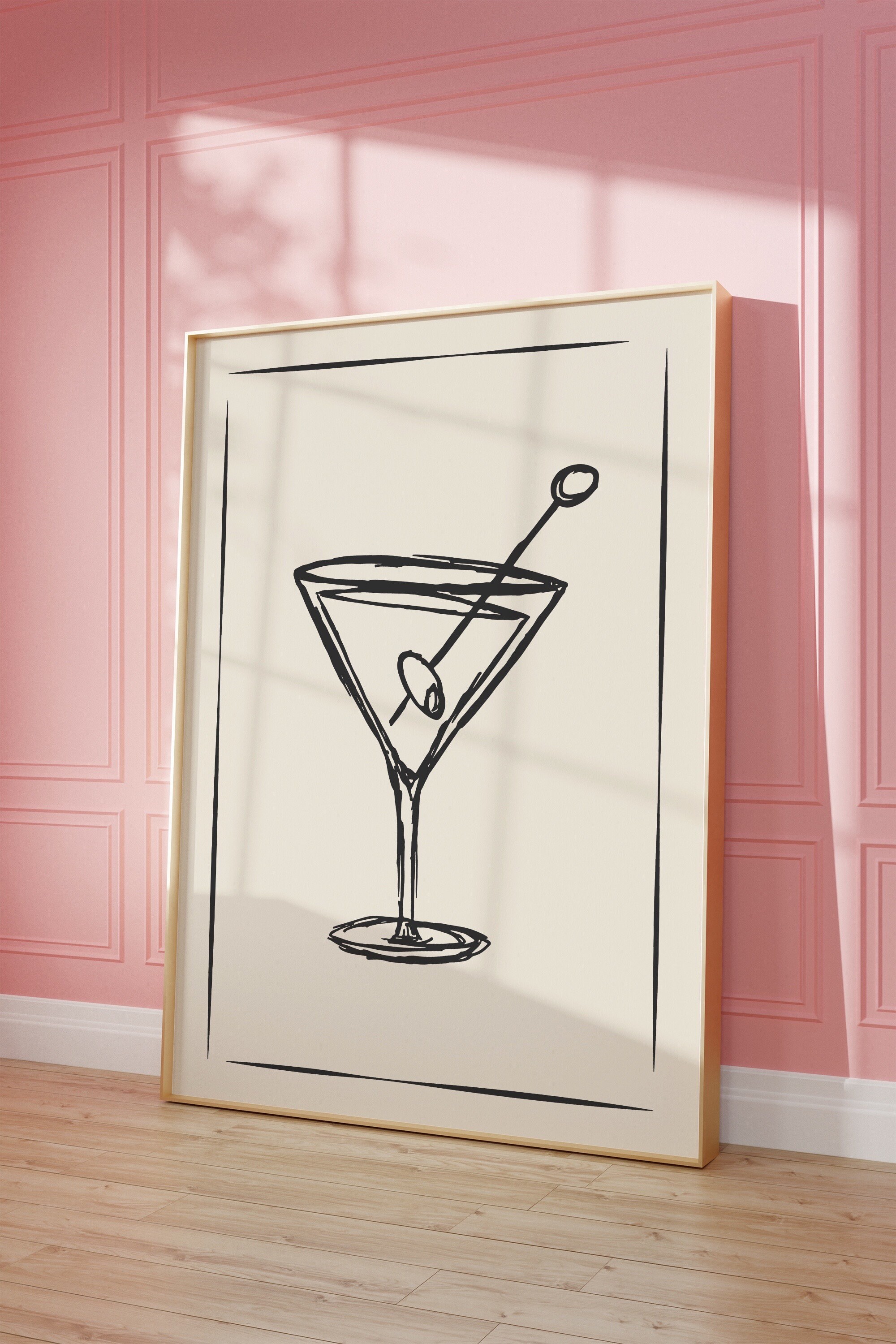 Martini Kitchen Wall Prints Cream Black and White Print Food - Etsy