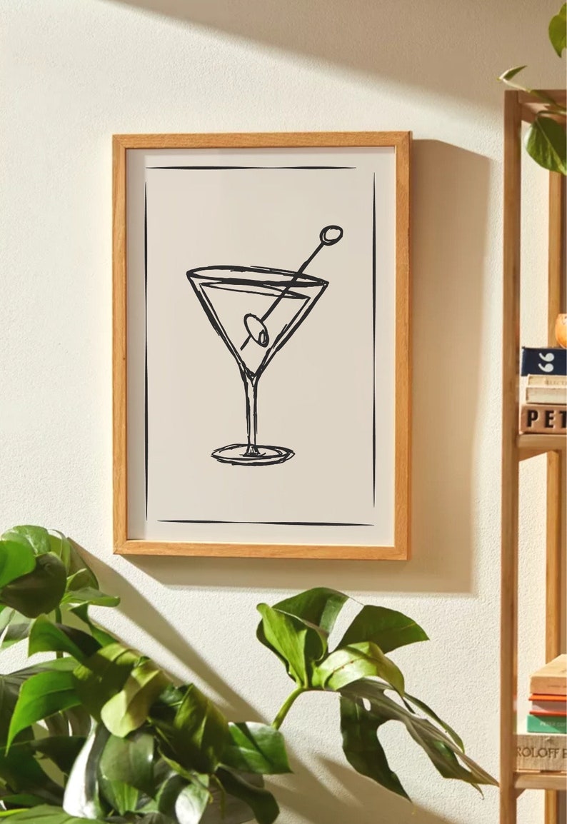 Martini Kitchen Wall Prints Cream Black and White Print Food - Etsy