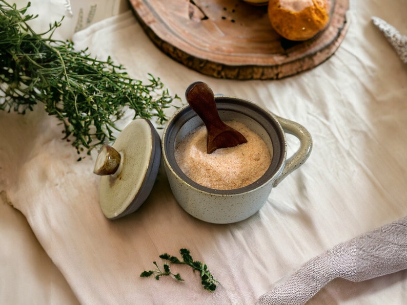 Handcrafted Speckled Ceramic Salt Cellar & Sugar Container Set With Lid ...
