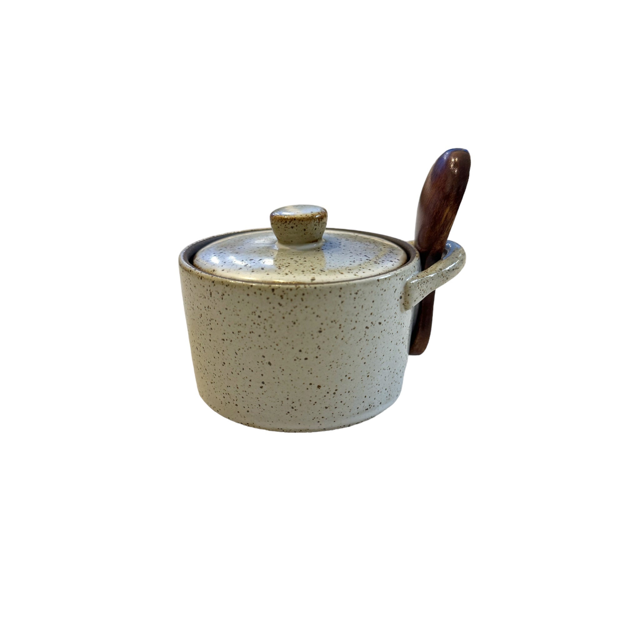 Handcrafted Speckled Ceramic Salt Cellar & Sugar Container Set With Lid ...