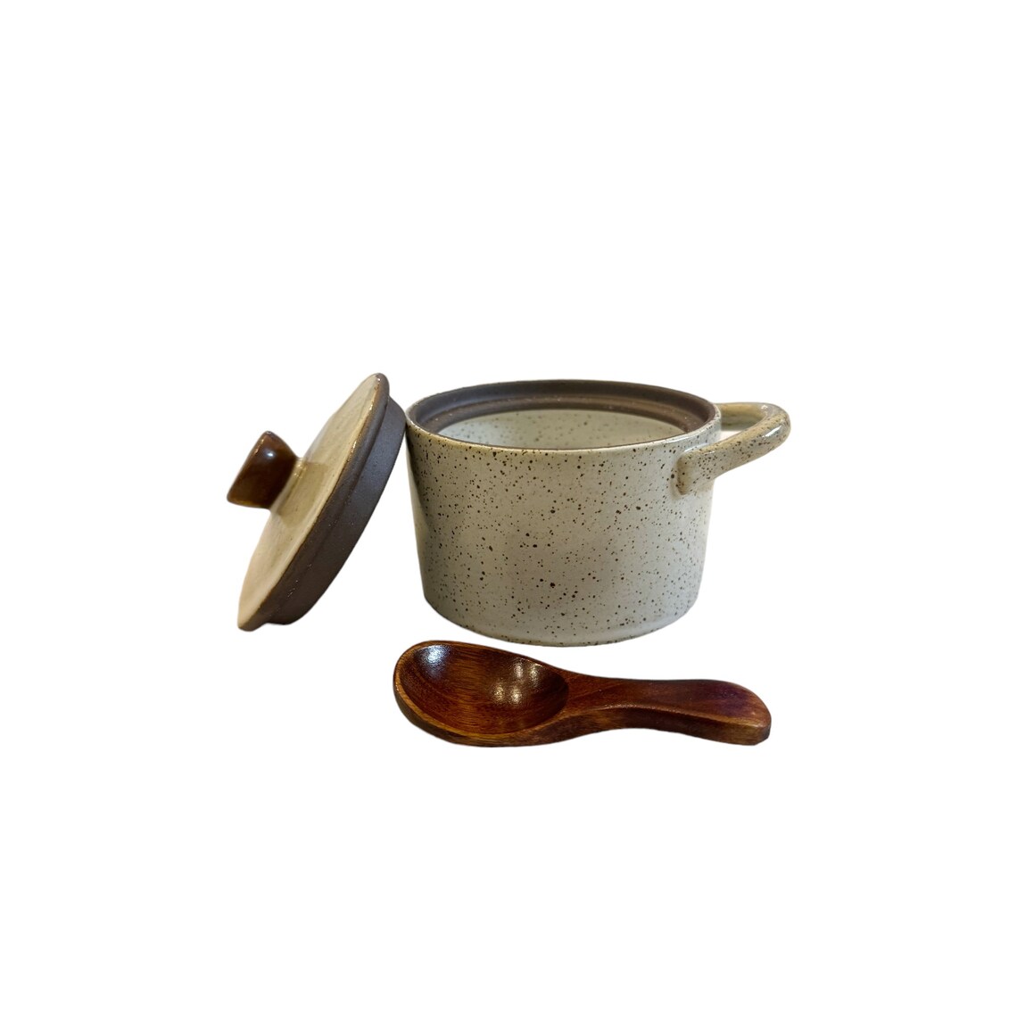 Handcrafted Speckled Ceramic Salt Cellar & Sugar Container Set With Lid ...