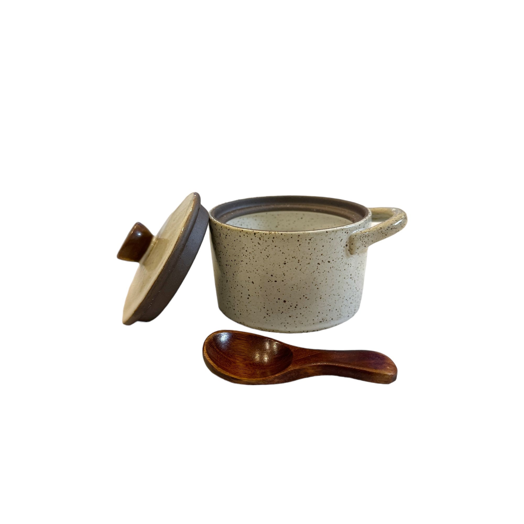 Handcrafted Speckled Ceramic Salt Cellar & Sugar Container Set With Lid ...