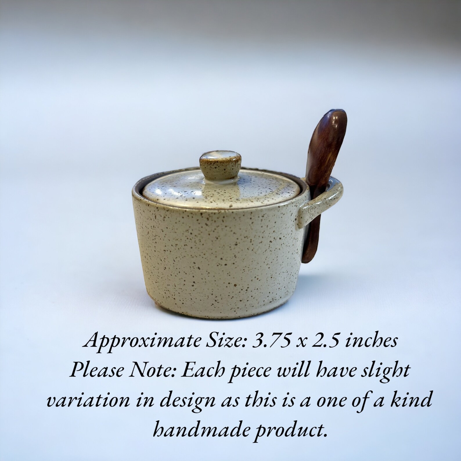 Handcrafted Speckled Ceramic Salt Cellar & Sugar Container Set With Lid ...