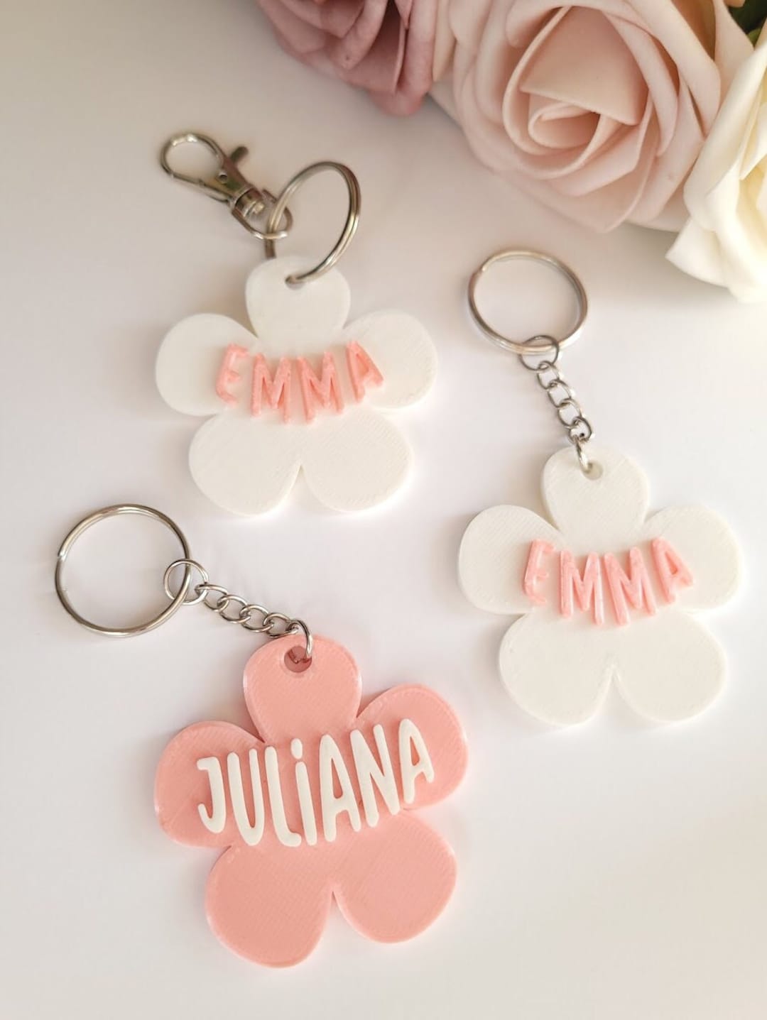 3D Printed Personalized Flower Keychain: Backpack Tag - Etsy