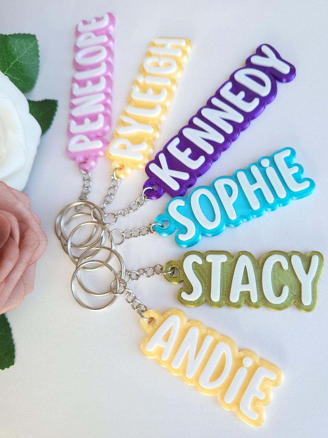 Personalized 3D Printed Name Keychain: Backpack Tag, School Accessory ...