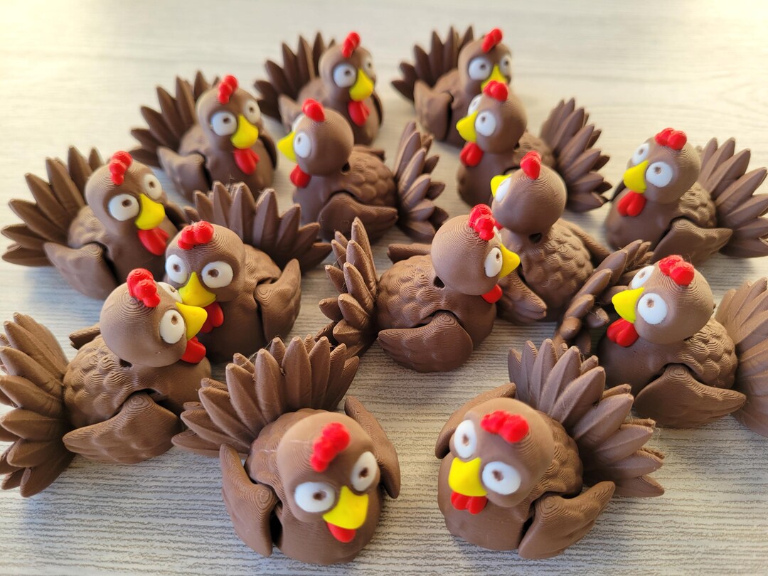 3D Printed Articulating Turkey- Thanksgiving Decor Fidget Toy Funny ...