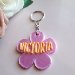 3D Printed Personalized Flower Keychain: Backpack Tag - Etsy