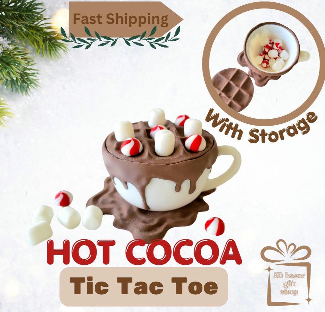 3D Printed Hot Cocoa Tic Tac Toe Game: Desk Decor, Family Gift - Etsy