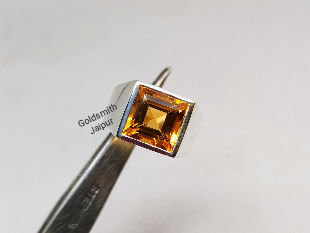 Citrine Men's Silver Ring, Handmade Ring ,gemstone Ring, 925 Sterling ...