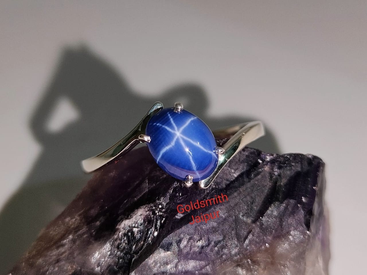 Blue Lindy Star Sapphire Ring, 925 Sterling Silver, Lab Blue Star ...